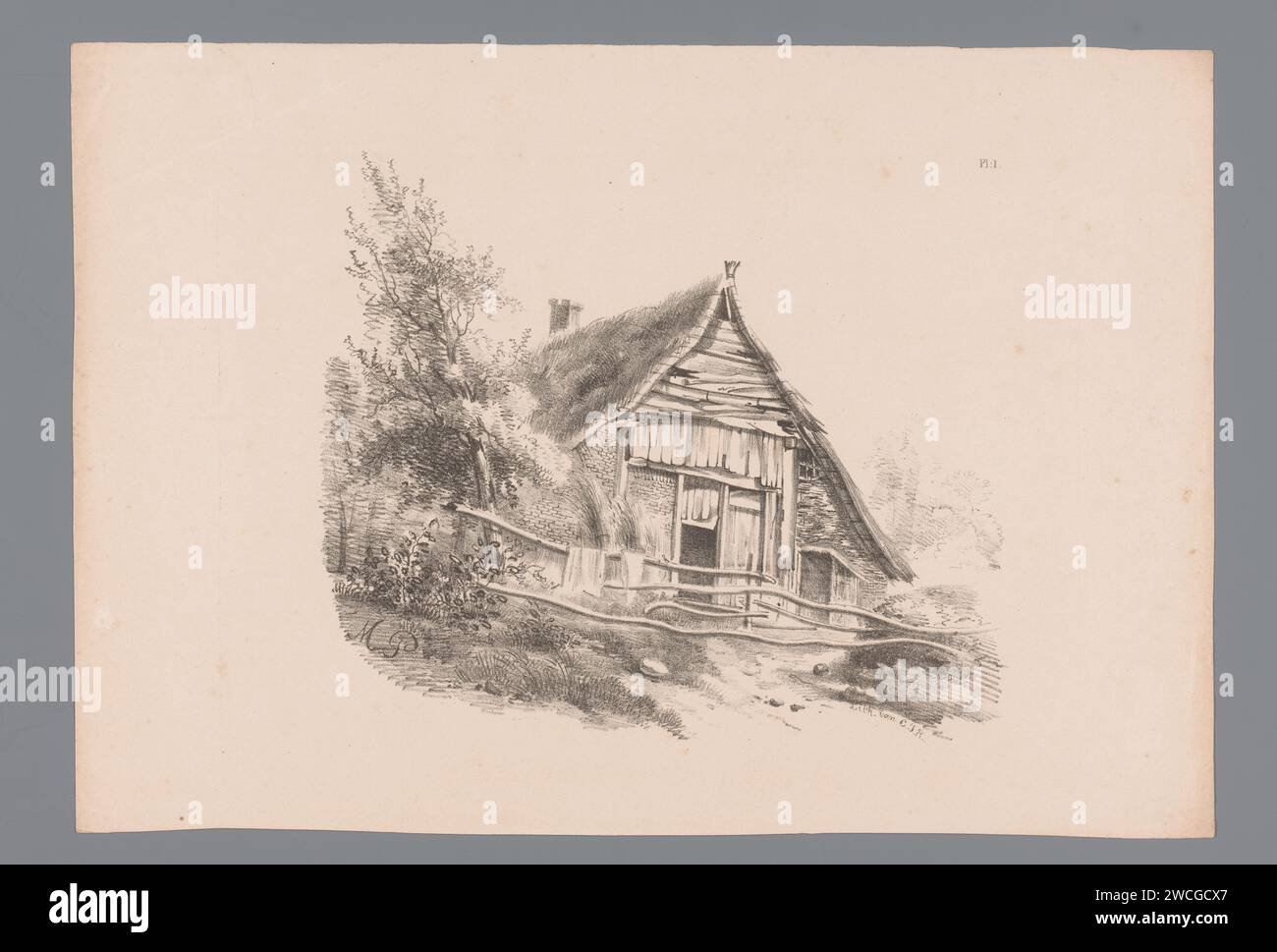 Farming house in a landscape, Matthias Parré, 1821 - 1849 print Part of ...