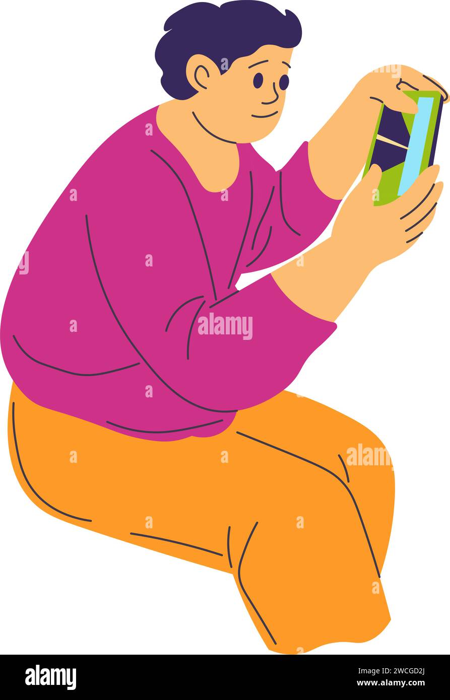 Mobile phone play young man Cut Out Stock Images & Pictures - Alamy