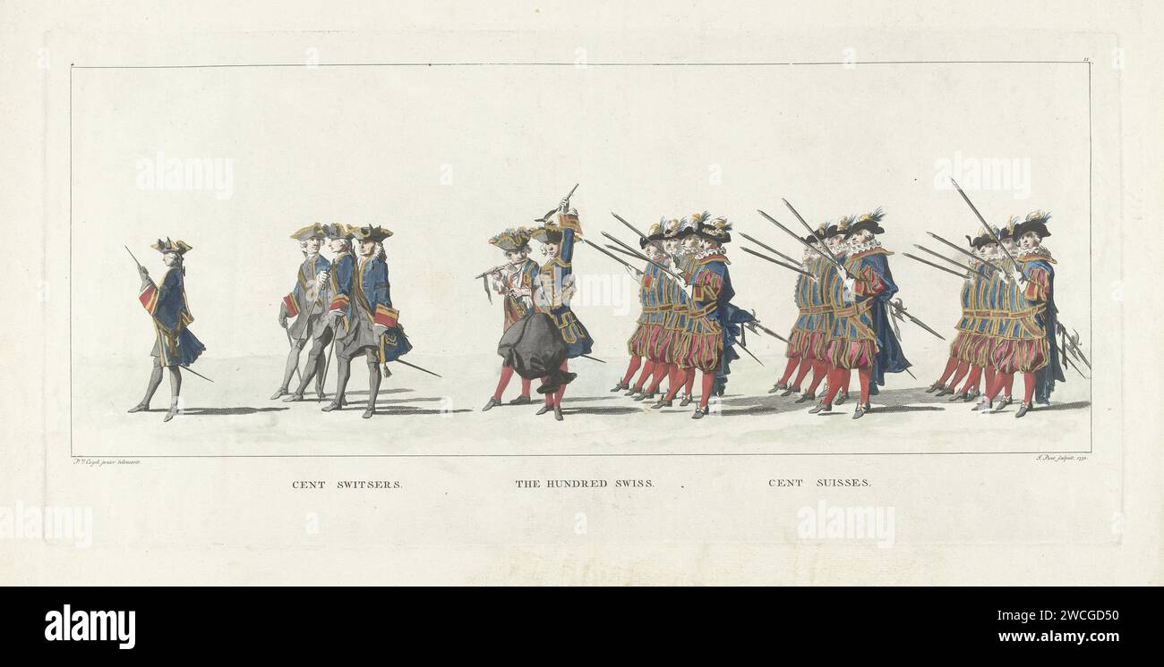 Corpse of Willem IV, 1752, plate 11, 1752 print The Cent-Suisses. In ...