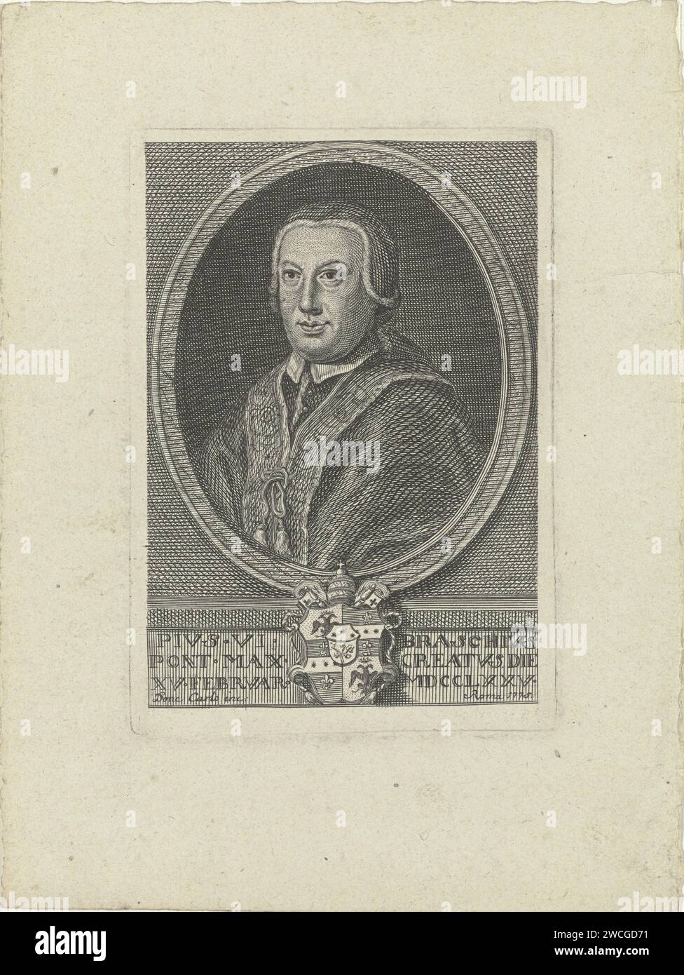 Portret Van Paus Pius VI, Carlo, 1775 print Rome paper etching ...