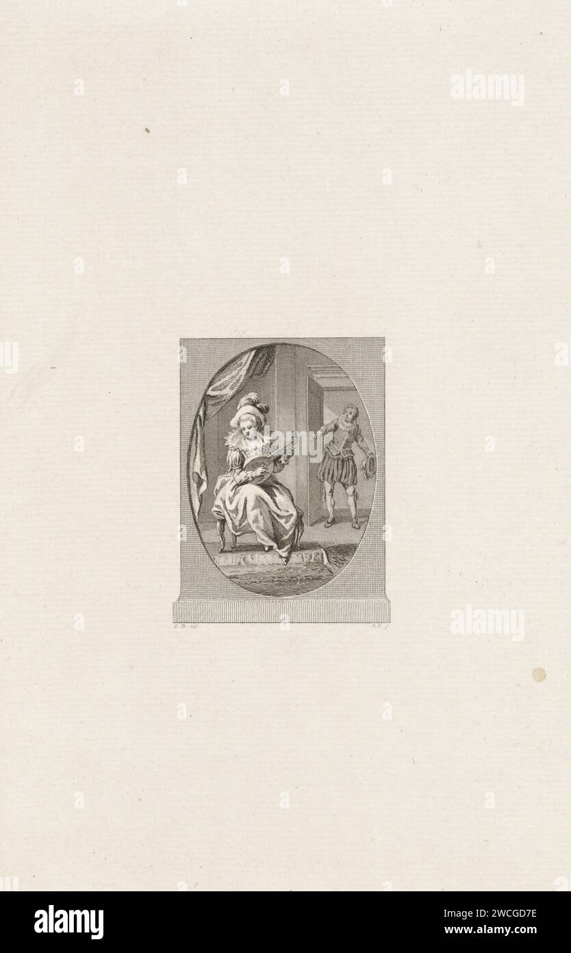 Luit playing wife, Reinier Vinkeles (I), After Jacobus Buys, 1751 ...