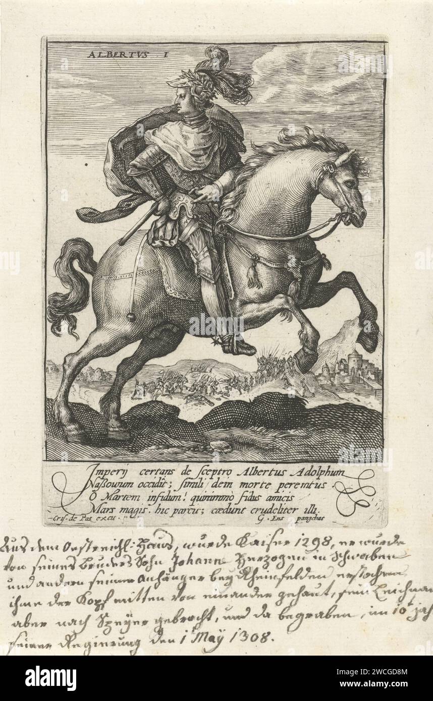 Albrecht I van Habsburg on horseback, Crispijn van de Passe (I), After ...