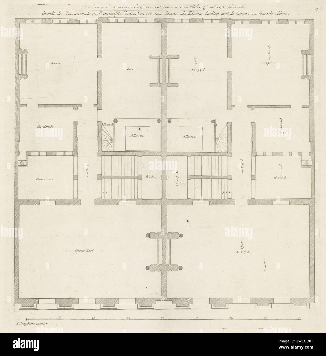 Map of the ground floor of the Trippenhuis in Amsterdam, Johannes ...