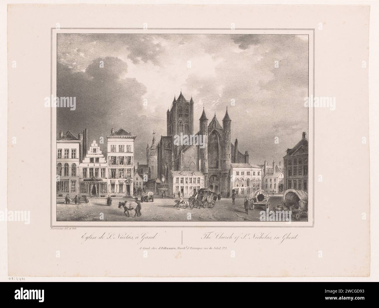 View of the Sint -Niklaas Kerk in Ghent, Henri Borremans, 1851 - 1870 ...
