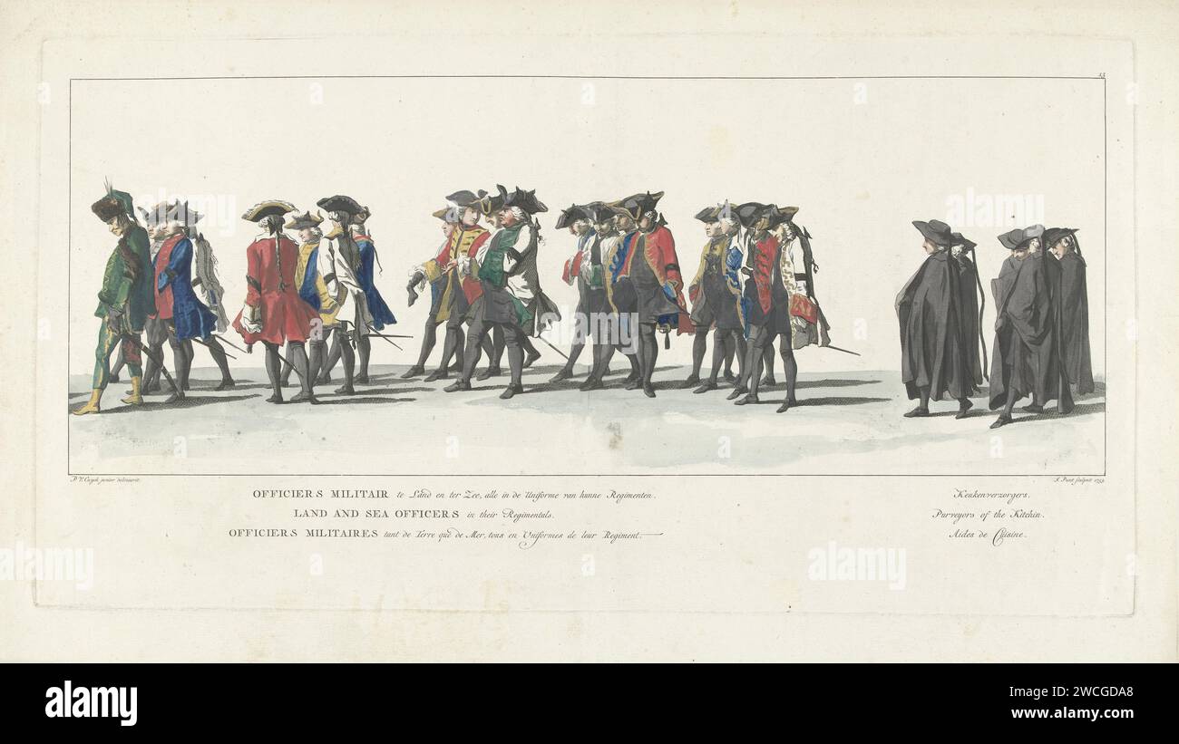 Corpse of Willem IV, 1752, plate 13, 1752 print Military officers and ...