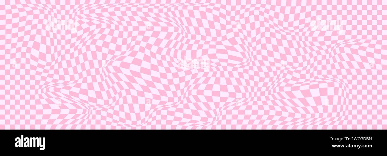 Pink groovy hippie 70s vector background. Chessboard and twisted ...