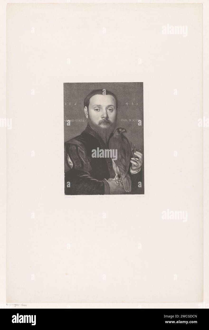 Portrait of a 28 -year -old man with a falcon, Jan Mesker, after Hans ...