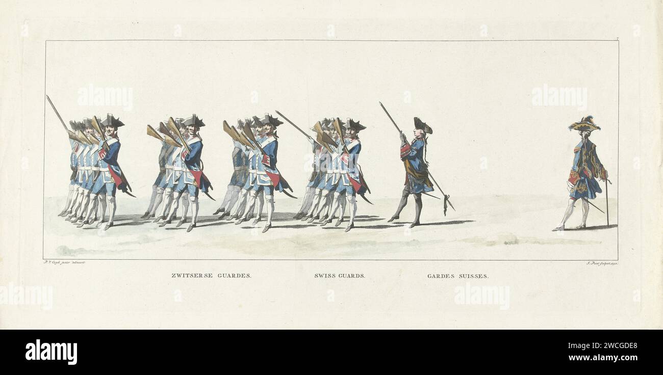 Corpse of Willem IV, 1752, plate 7, 1752 print The Swiss Guard. In the ...