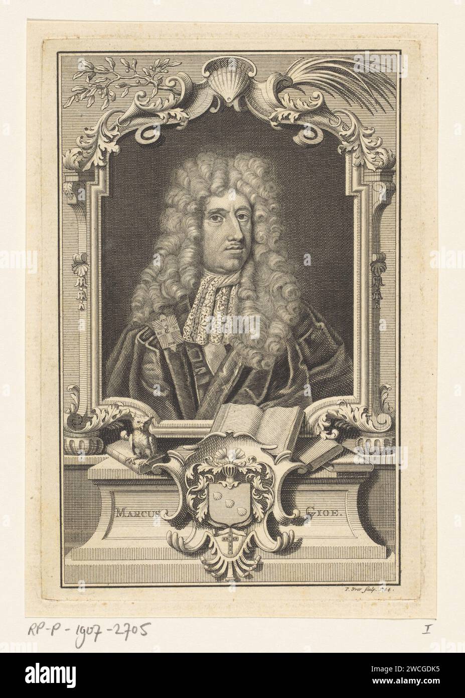 Portrait of Marcus Giöe, Pieter Yver, 1744 print Portrait of Marcus ...