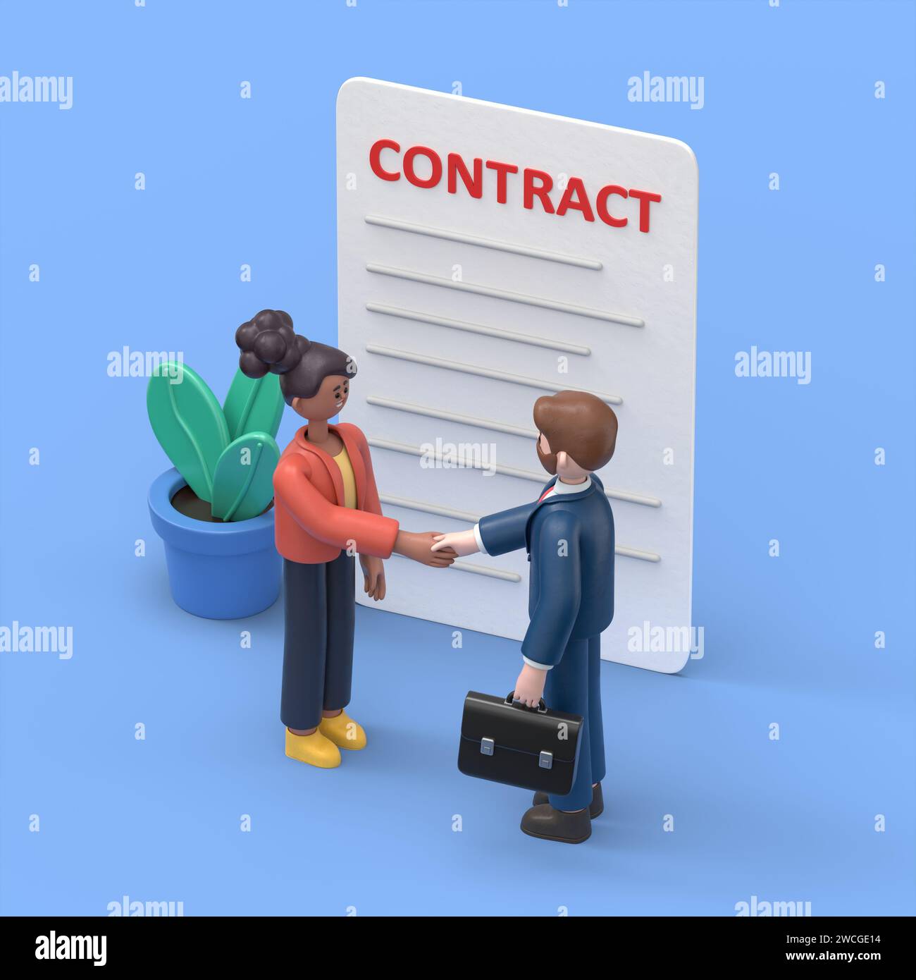 Signing contract cartoon hi-res stock photography and images - Alamy