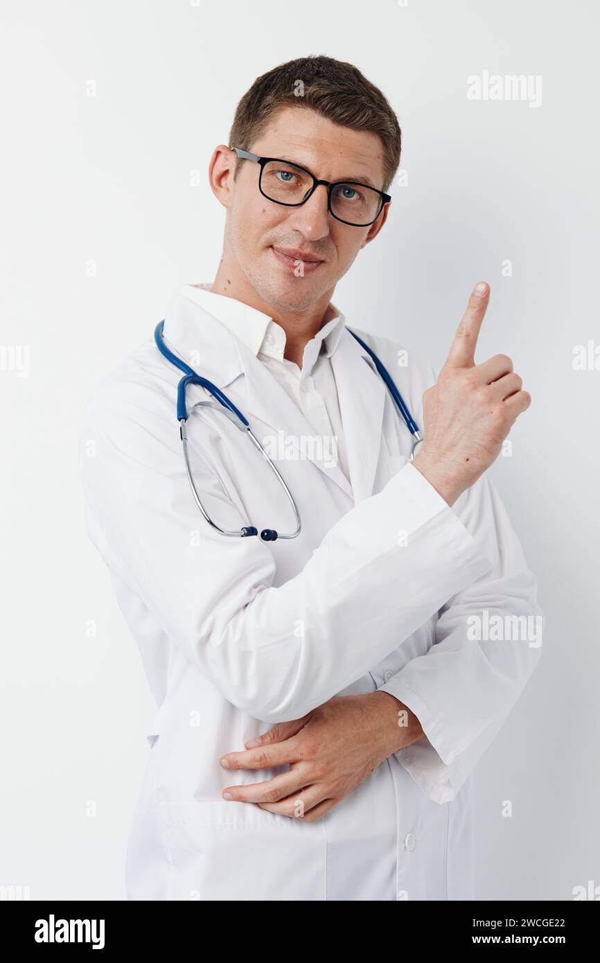 Caucasian men profession doctor clinic health healthcare person ...