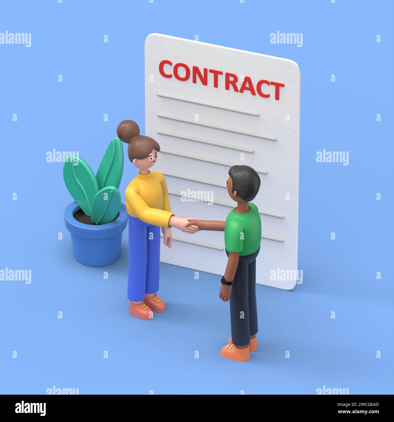 Signing contract cartoon hi-res stock photography and images - Alamy