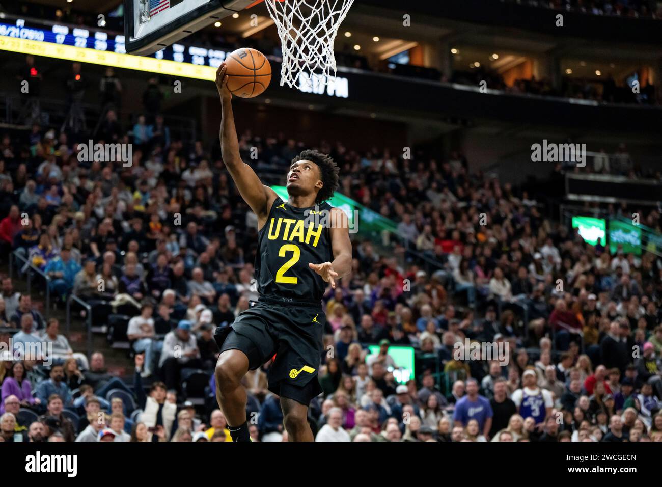Utah Jazz guard Collin Sexton makes an uncontested layup after a ...
