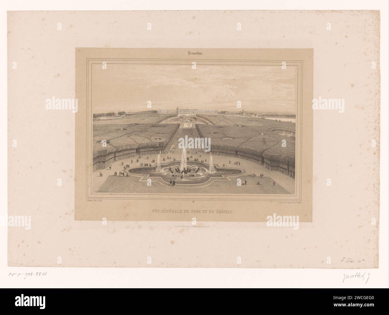 View of the gardens of Versailles, Louis-Julien Jacottet, 1838 print ...