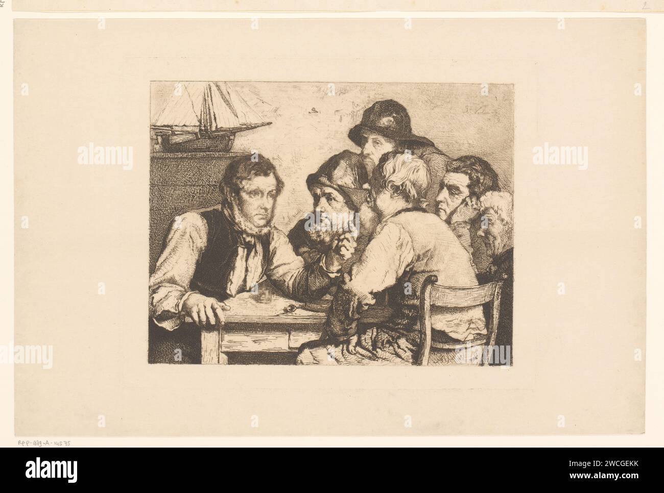 Sailors sitting at the table listening to one of them, Piet Verhaert ...