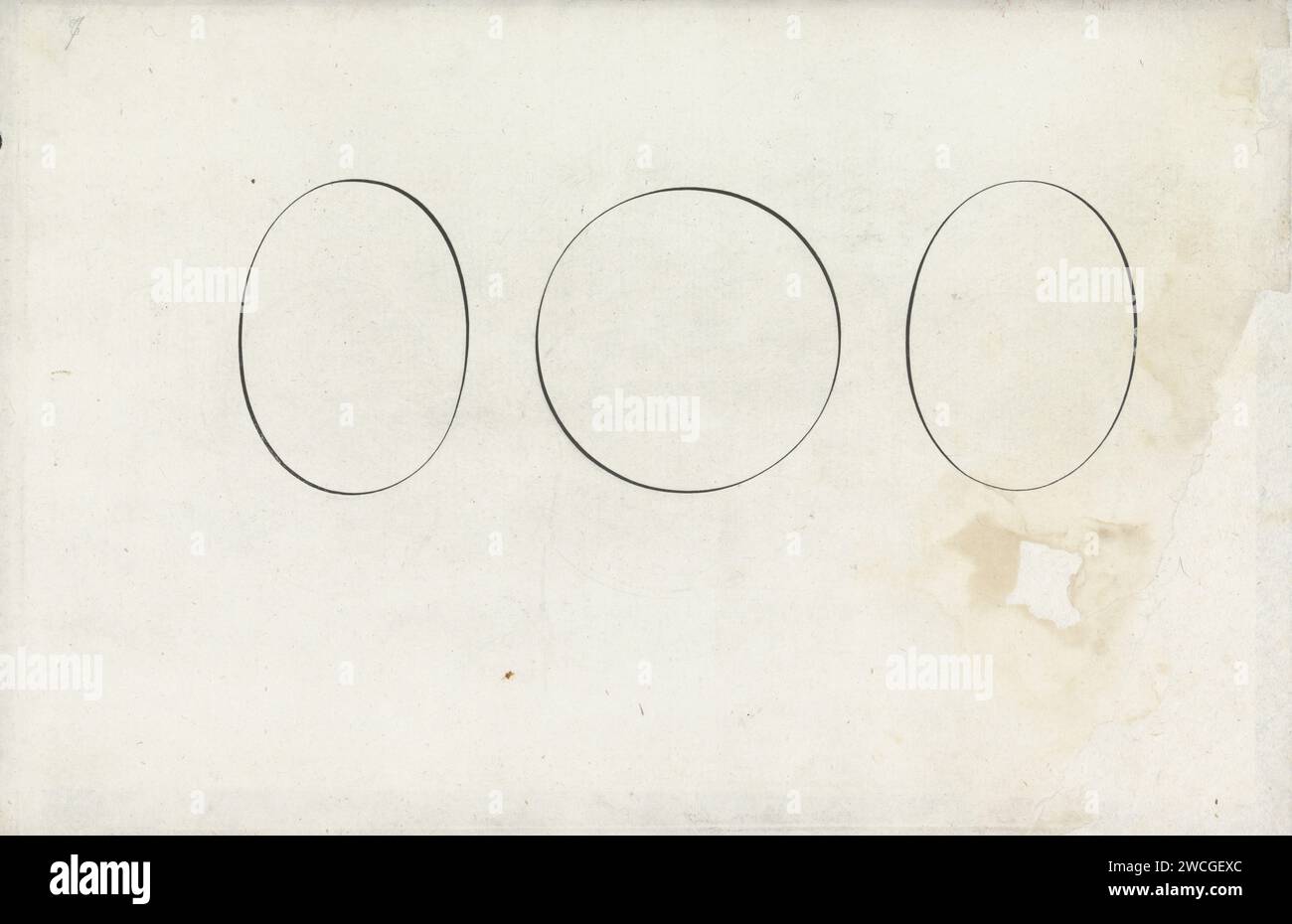 Three round shapes, closed, 1605 print From left to right a standing ...