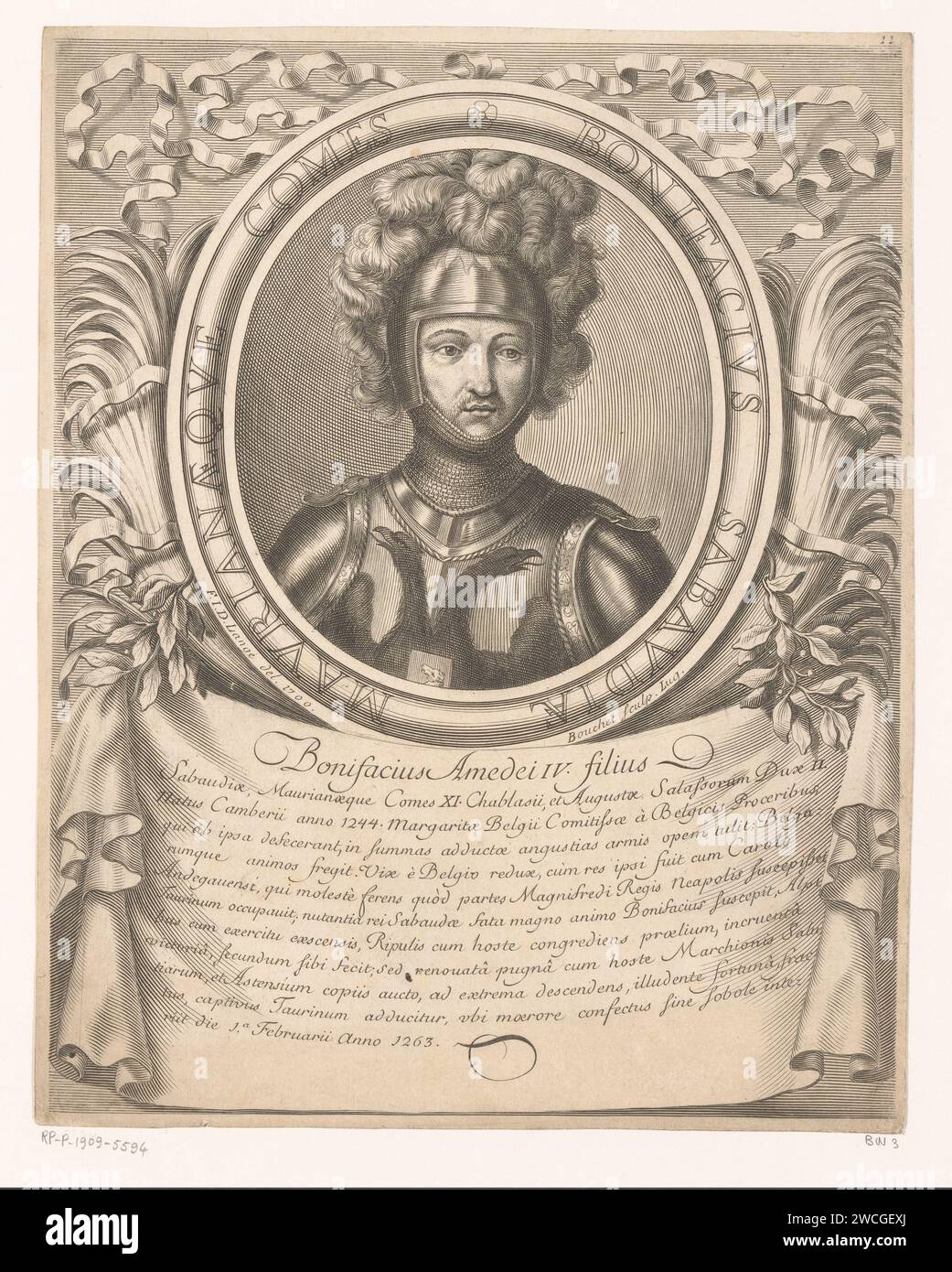 Portret van bonifatius van Savoye, Jean -Baptiste Bouchet, after ...