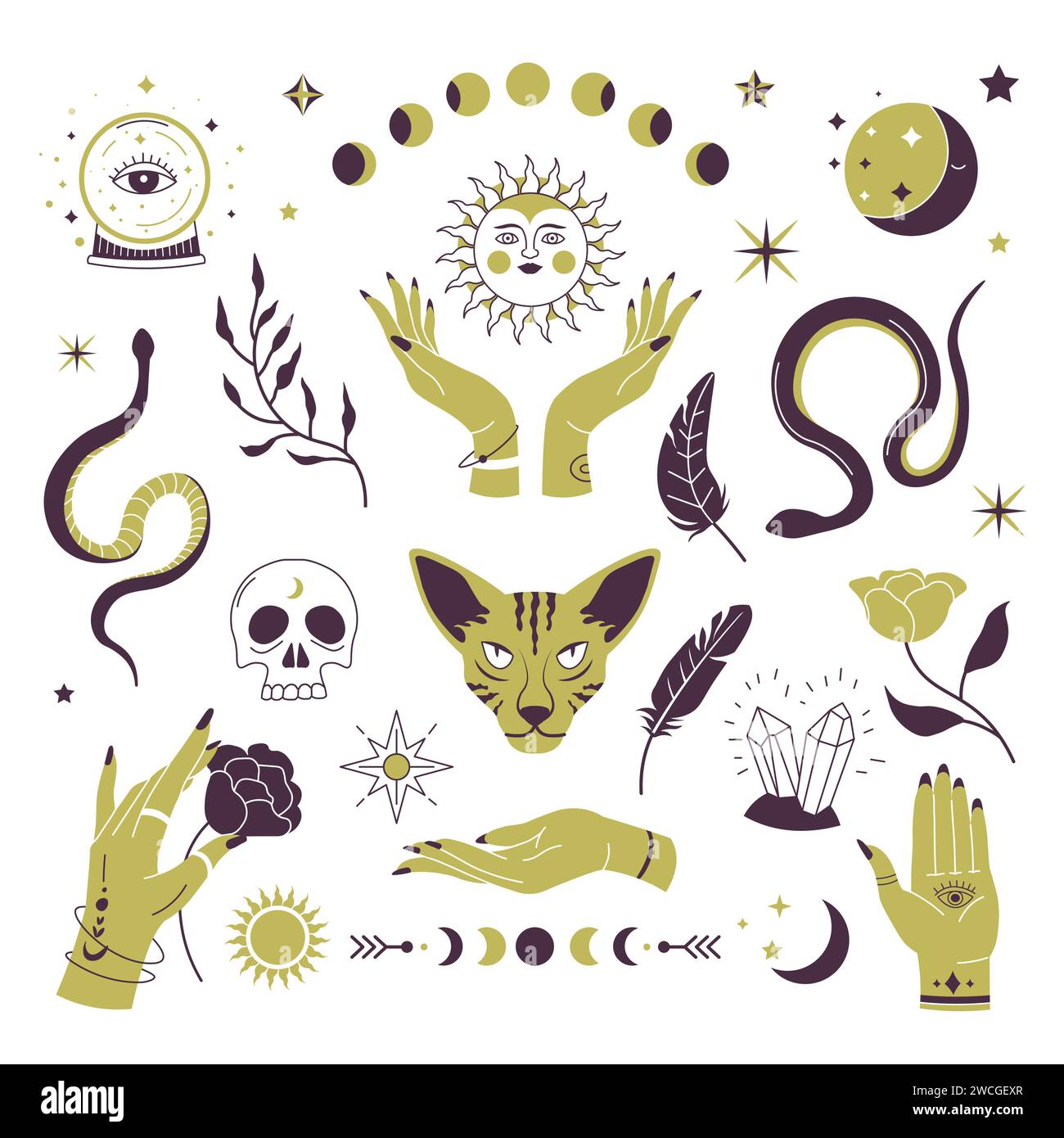 Mystic esoteric magic elements, boho collection Stock Vector Image & Art - Alamy