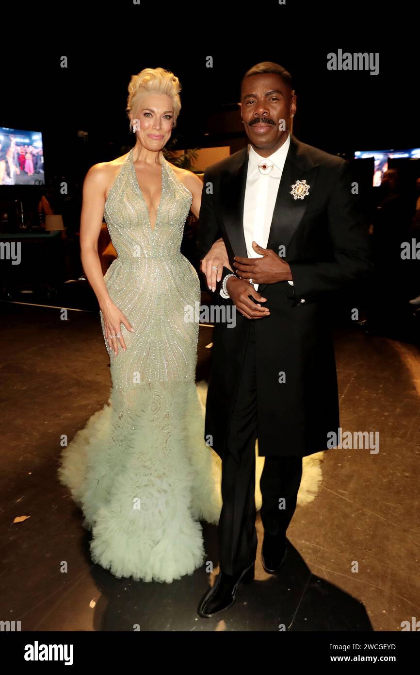 Hannah Waddingham, left, and Colman Domingo pose backstage at the 75th ...
