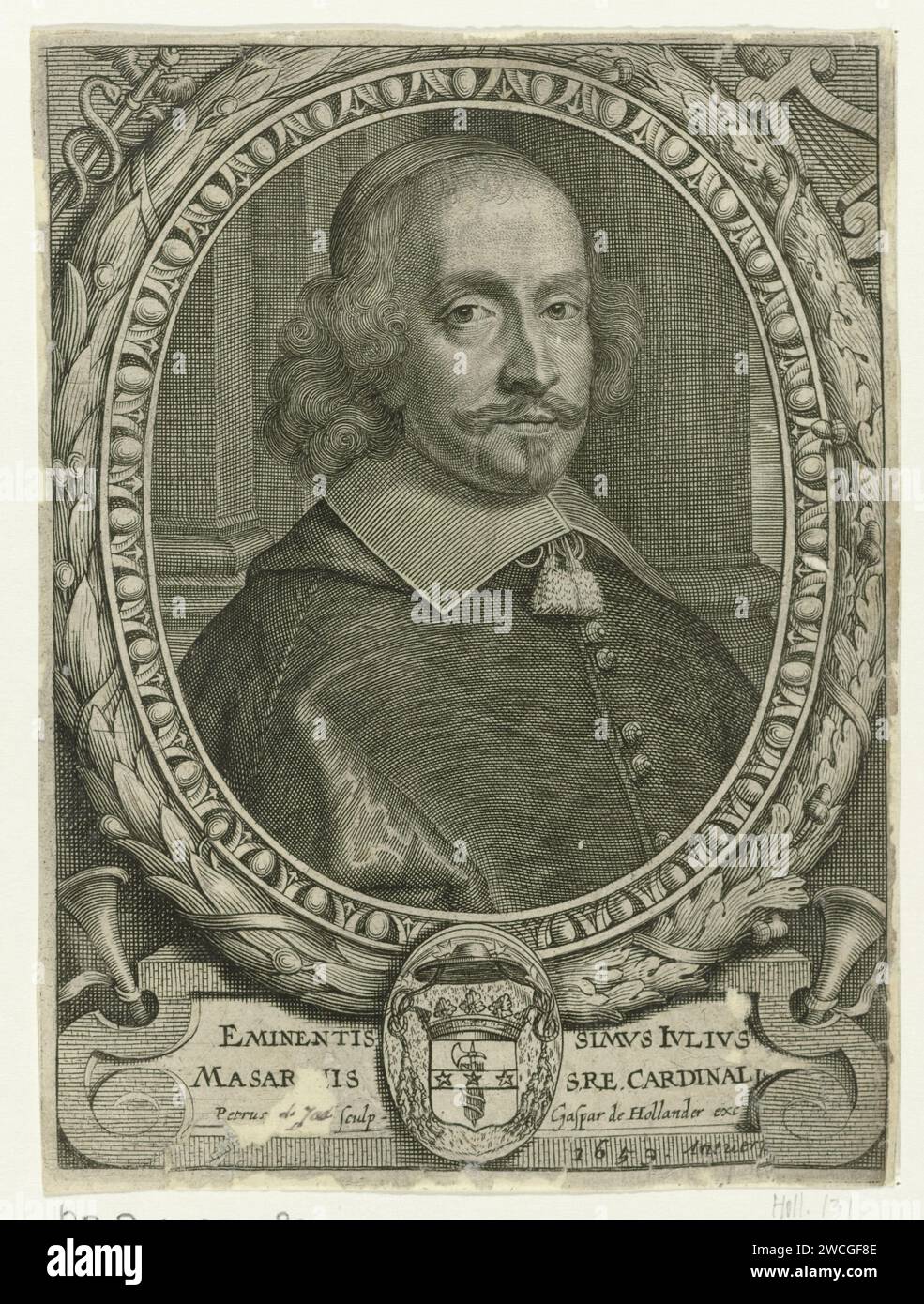 Portrait of Cardinal Mazarin, Pieter de Jode (II), 1659 print Portrait ...