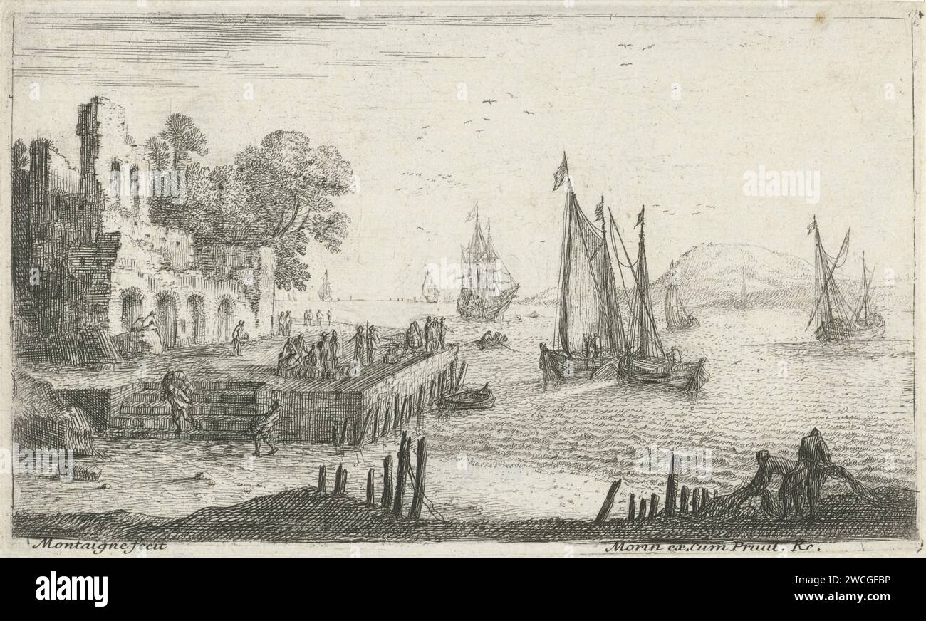 The jetty, Matthieu van Plattenberg, 1617 - 1660 print Landscape with a ...