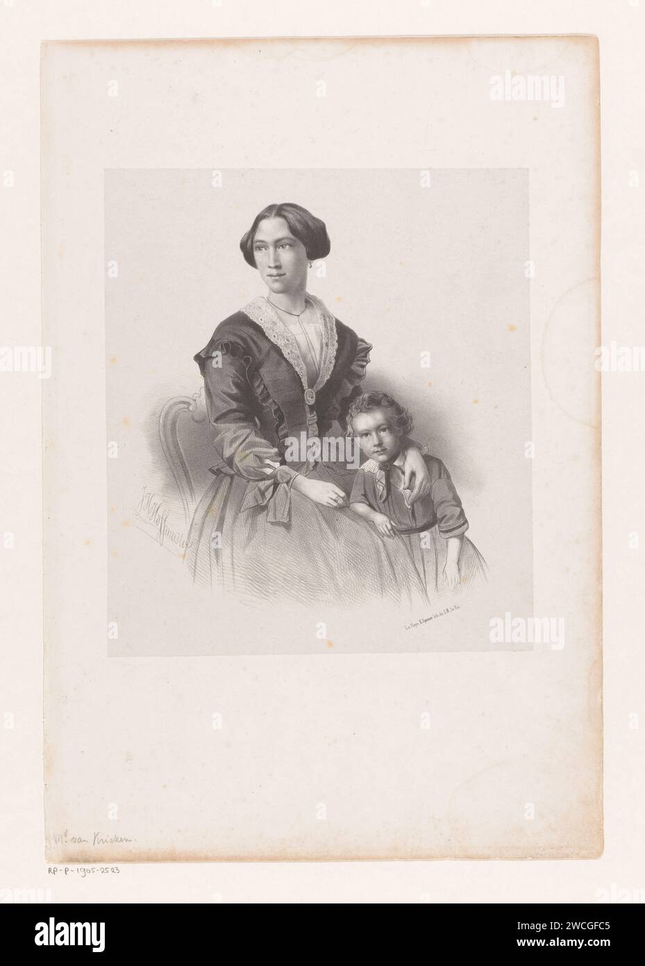 Portrait of Mrs. van Krieken with her son, Johan Hendrik Hoffmeister, c ...