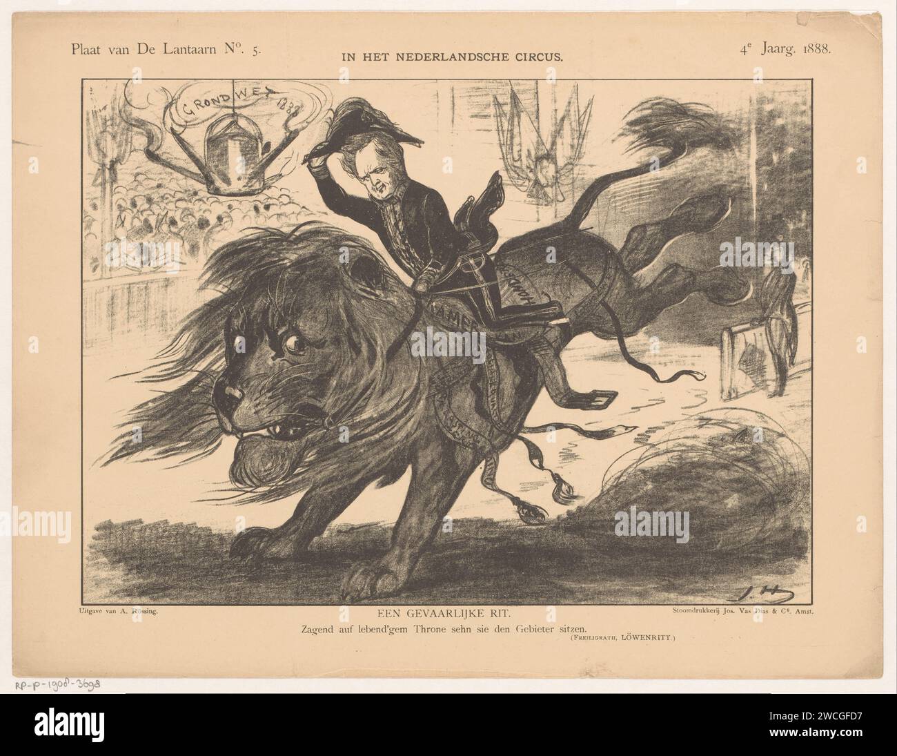 Cartoon about changes in the Constitution in 1888, Jan Holswilder, 1888 ...