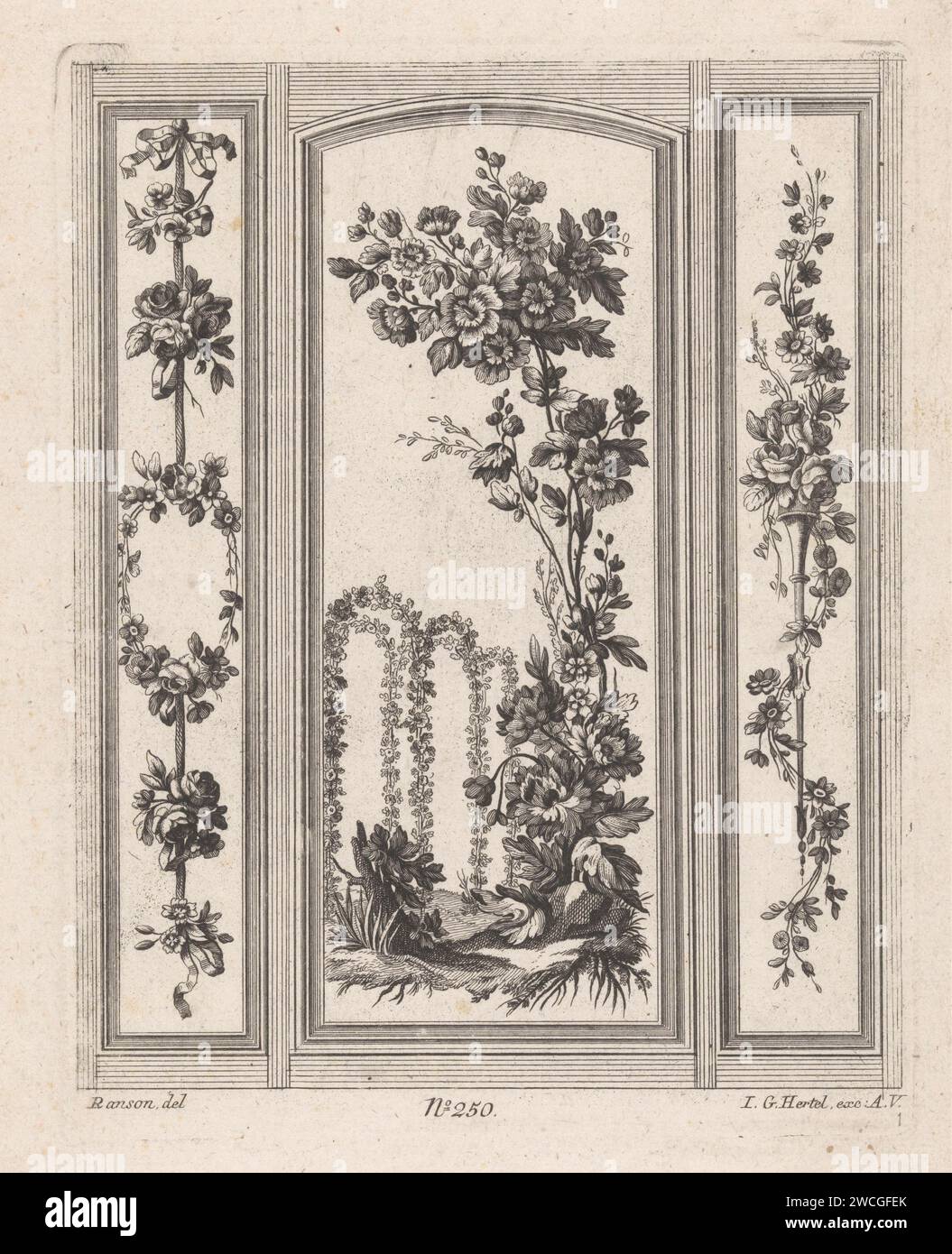 Panels with flowers, Anonymous, After Pierre Ranson, 1746 - 1775 print ...
