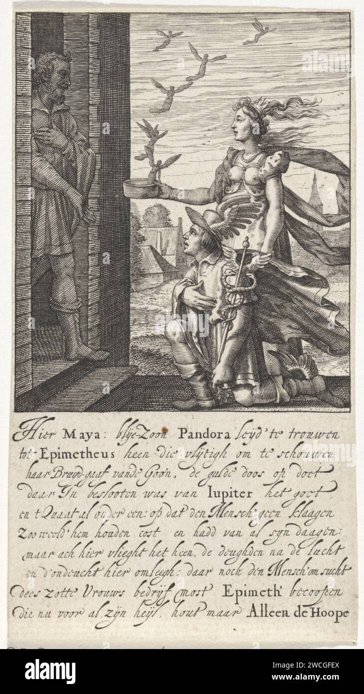 Pandora en Epimetheus, Pieter Serwouters, 1601 - 1657 print Pandora ...