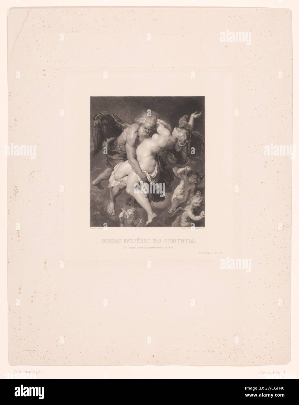 Boreas an Onernhyia, Johannes Sunners, After Peter Paper Rubens, 1835 ...