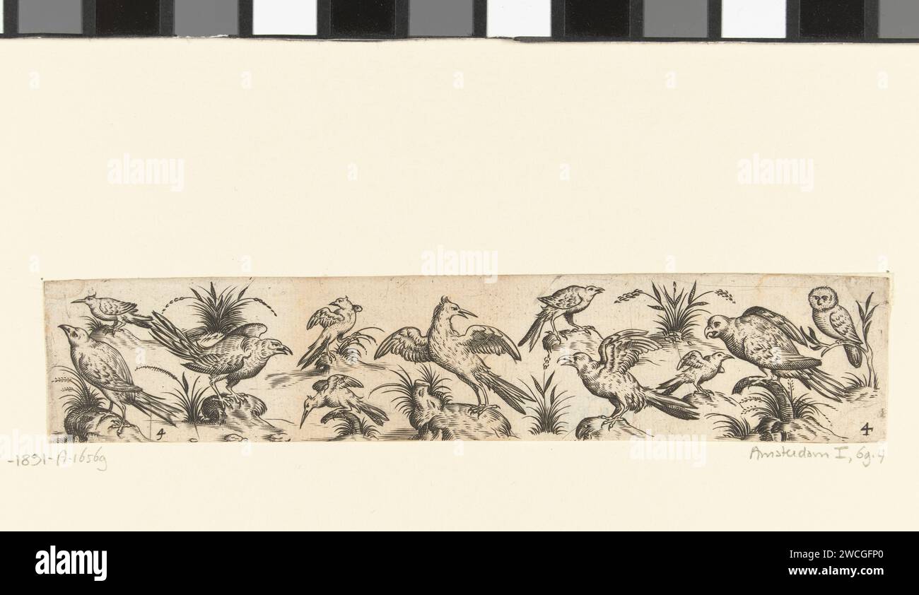 Frisian with eleven birds, on the right is an owl, Hans Liefrinck (II ...
