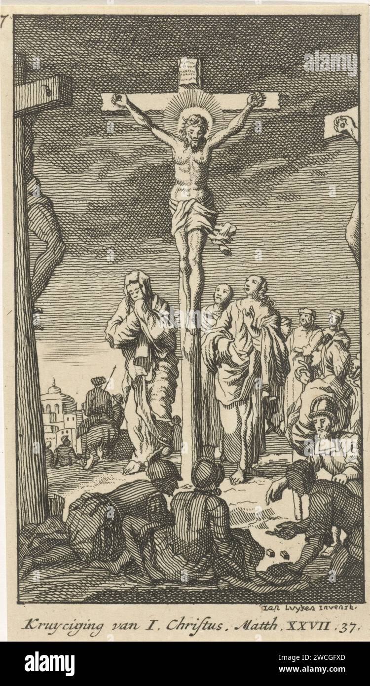 Crucifixion of Christ, Anonymous, After Jan Luyken, 1720 print paper etching the crucifixion of ...