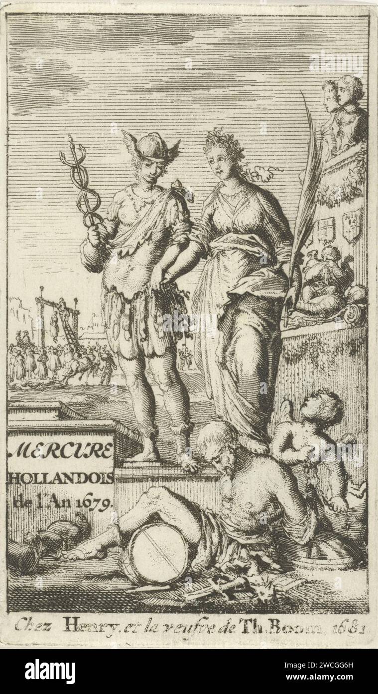 Peace and Mercury, Jan Luyken, 1681 print The personification of peace ...