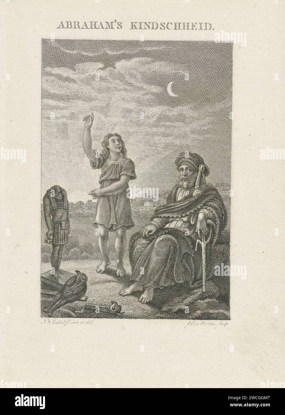Abraham 's Kindschheid, Jacob Ernst Marcus, after Nicolaus Heideloff ...