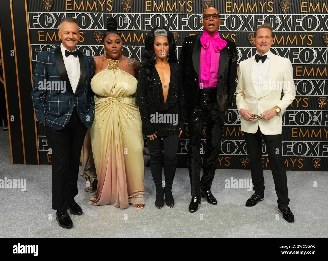 The team from "RuPaul's Drag Race" poses for a Red Carpet portrait at ...