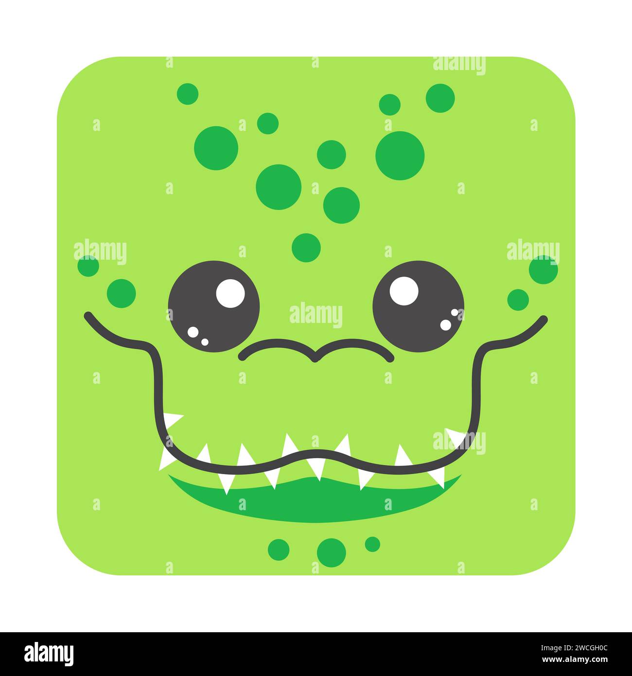 Cute square crocodile face. Cartoon head of animal character. Minimal ...