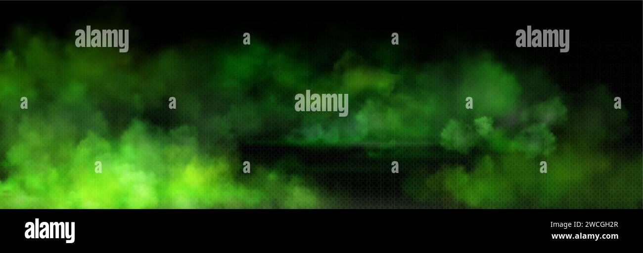 Green toxic smoke cloud with overlay effect on transparent background ...