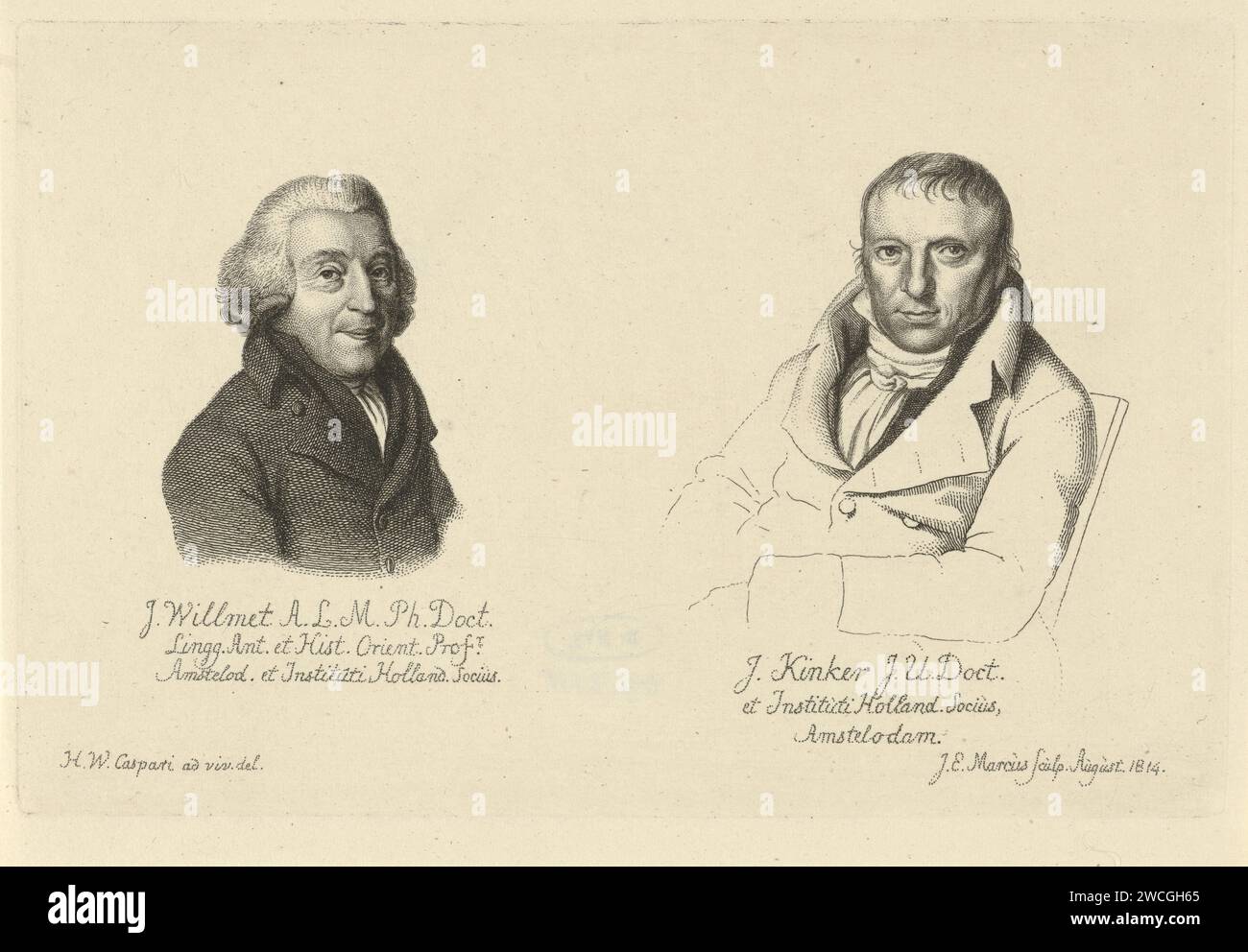 Portraits of Joannes Wilmet and Johannes Kinker, Jacob Ernst Marcus ...