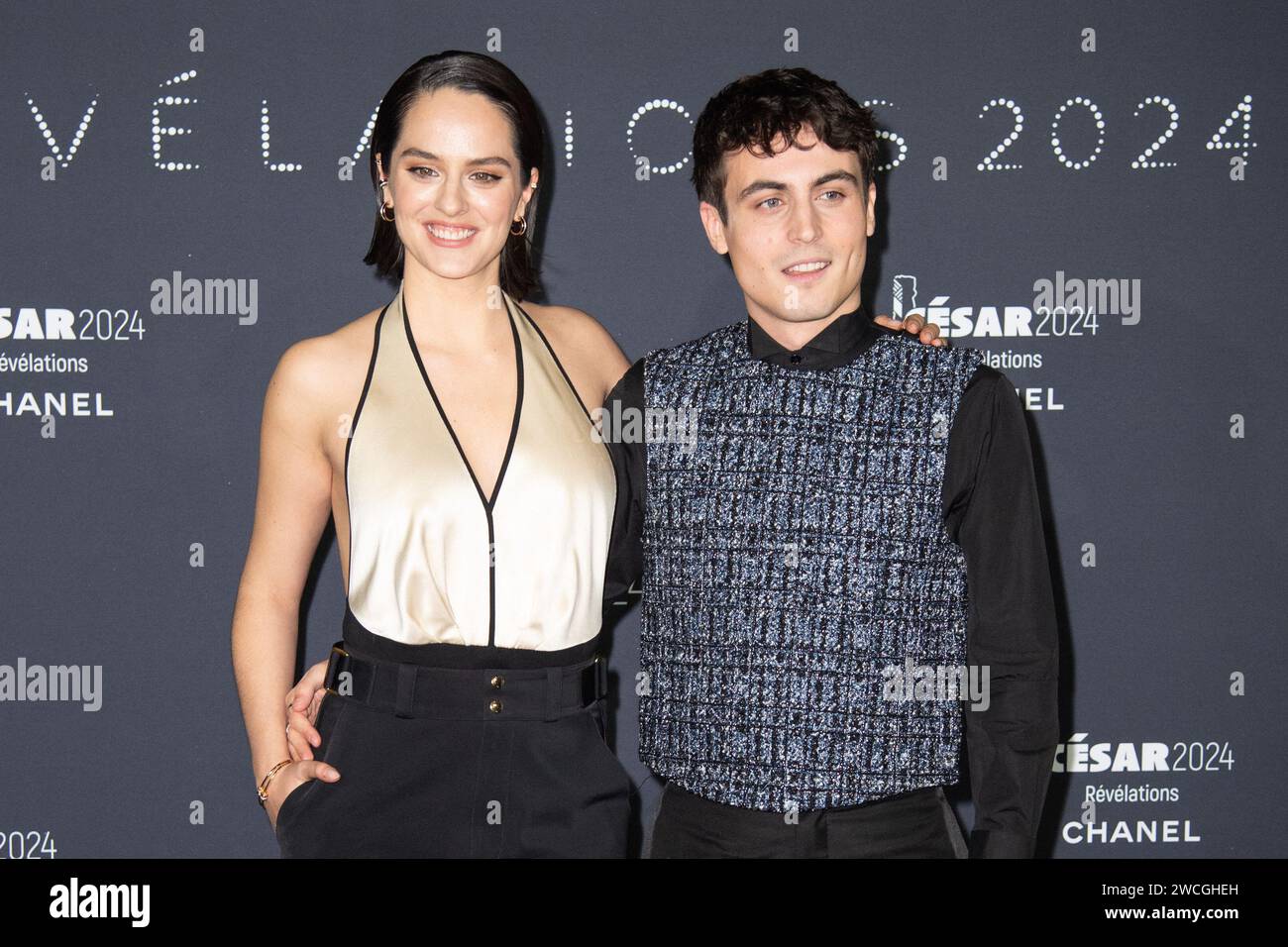 Paris, France. 15th Jan, 2024. Noemie Merlant and Julien De Saint Jean ...