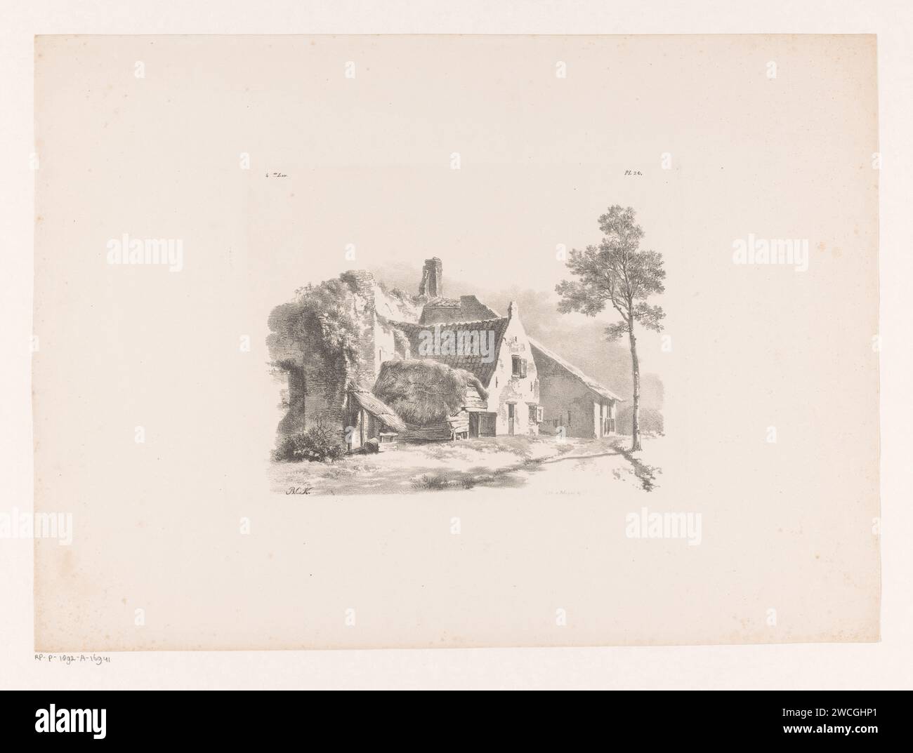 Farm at Ruin, Barend Cornelis Koekkoek, 1844 - 1845 print The farm ...