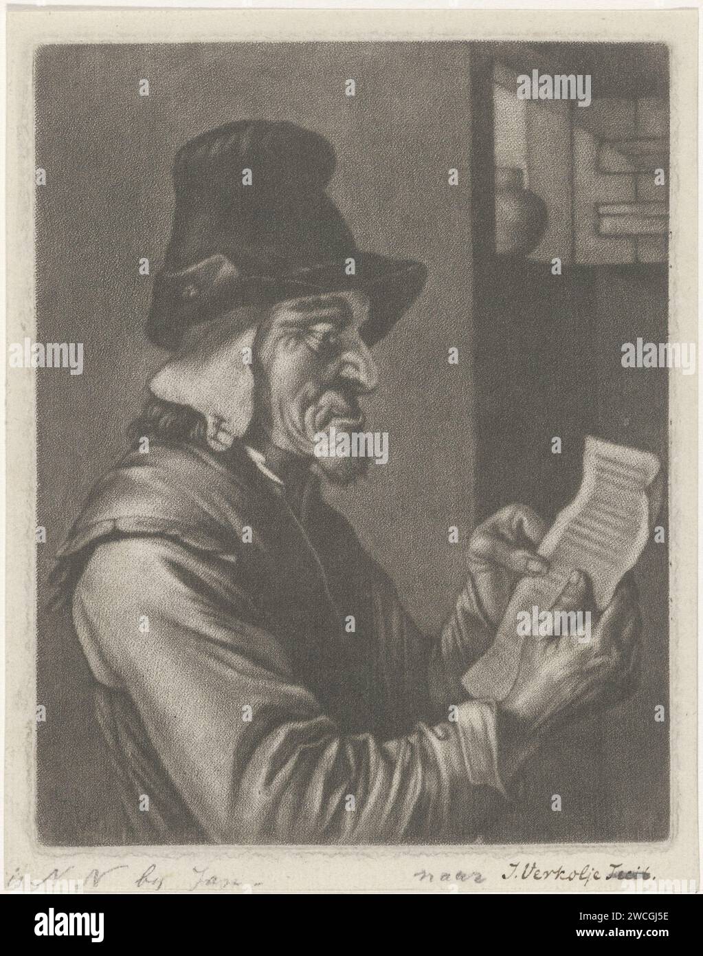 Letter reading man, Jan van der Bruggen, after Jan Verkolje (I), 1659 ...