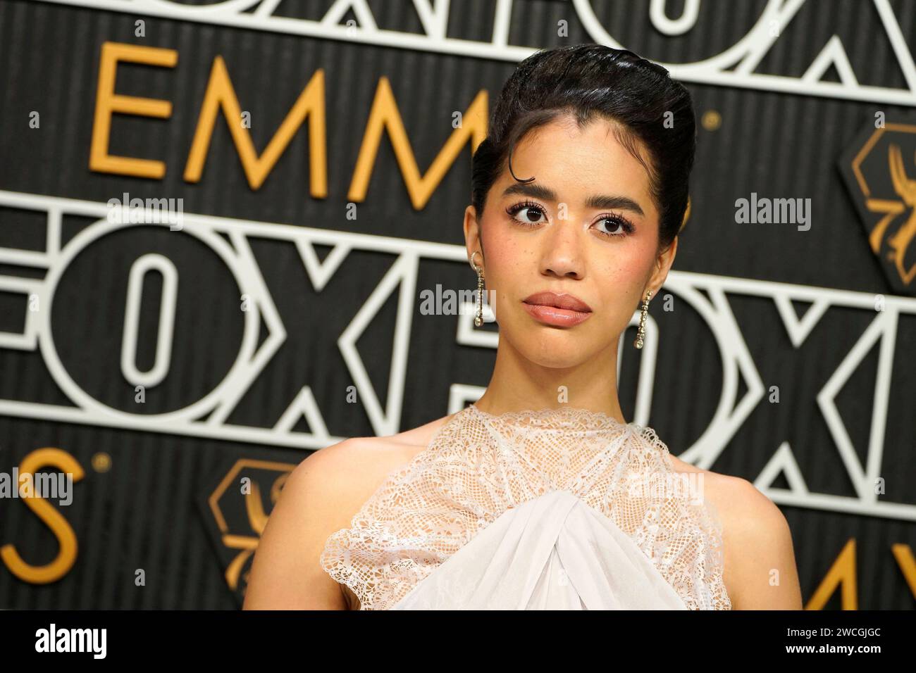 Jasmin Savoy Brown poses for a Red Carpet portrait at the 75th Emmy ...