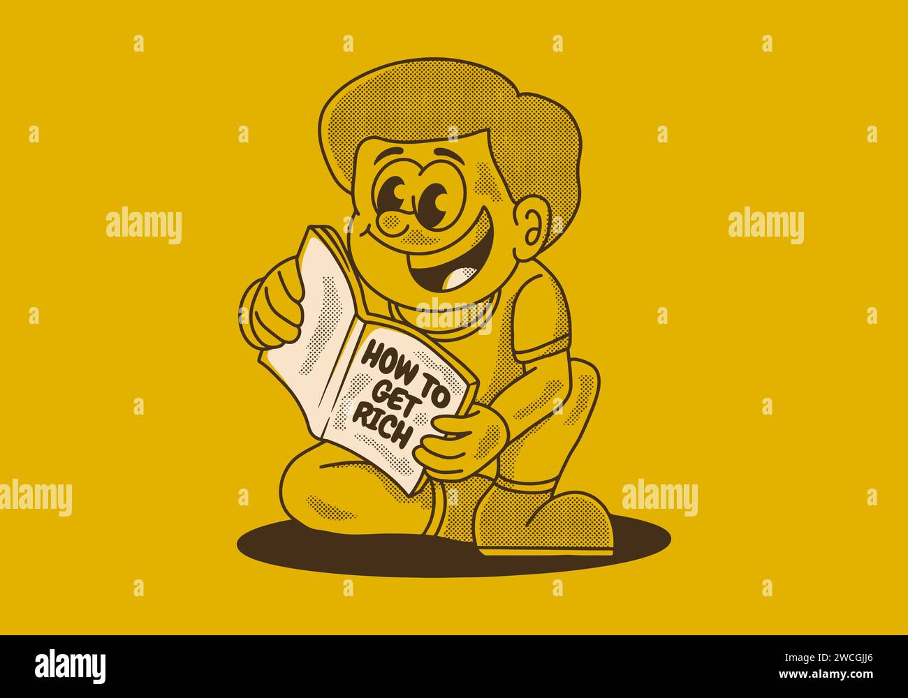 Vintage boy reading school Stock Vector Images - Alamy