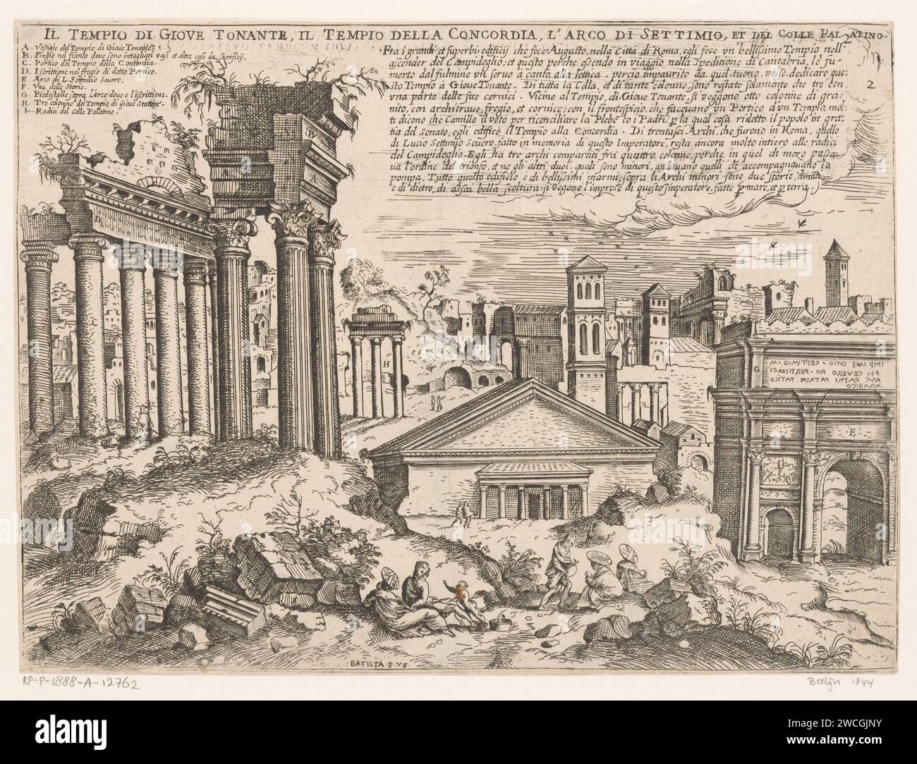 View of the Forum Romanum in Rome, from the Capitool, Giovanni Battista ...