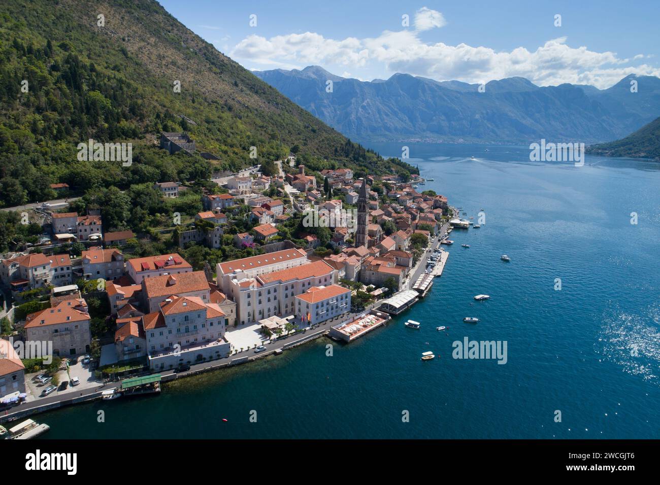 Drone view kotor bay coastal hi-res stock photography and images - Alamy
