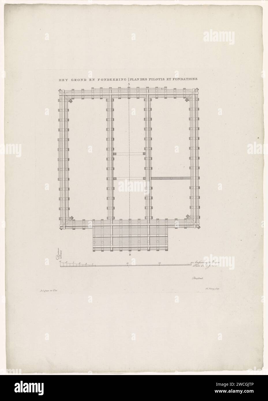 Map of the foundation of the court in Westzaan, Theodoor Koning, after ...