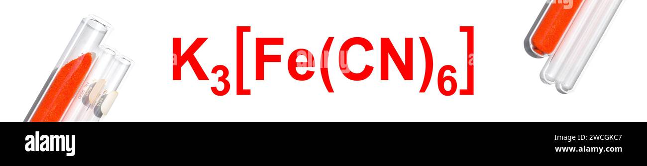 Potassium Ferricyanide in test tube with chemical formula. Chemical ...