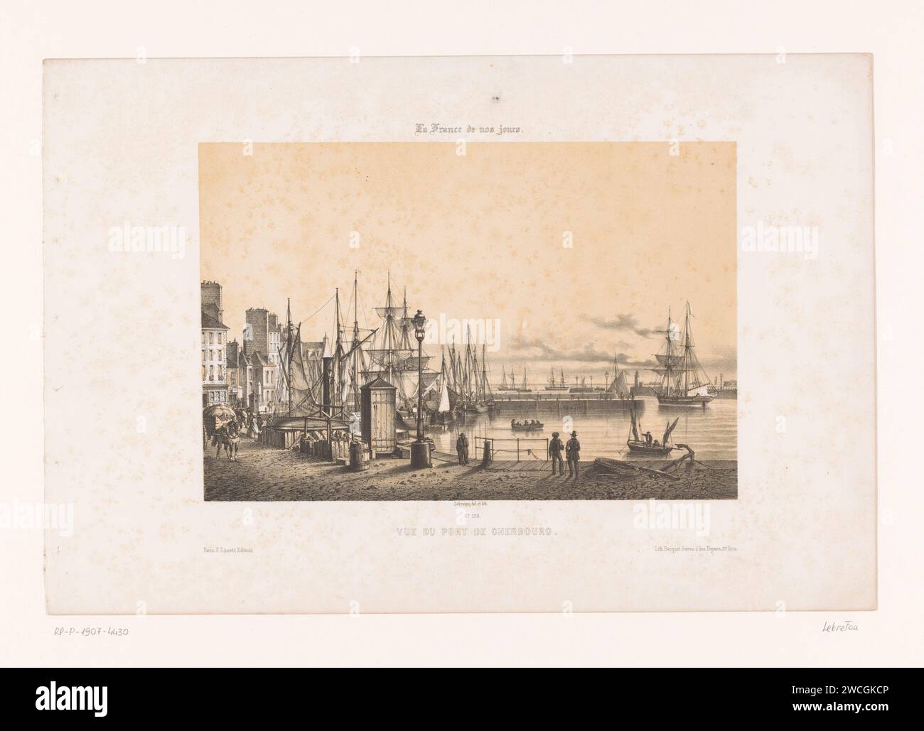 View of the port of Cherbourg, Louis Lebreton, 1855 - 1859 print Paris ...
