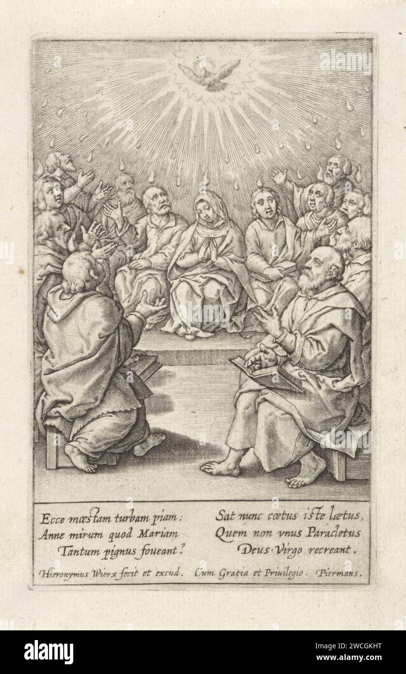 Exit of the Holy Spirit (Pentecost), Hieronymus Wierix, 1563 - Before 1619 print Maria and the ...