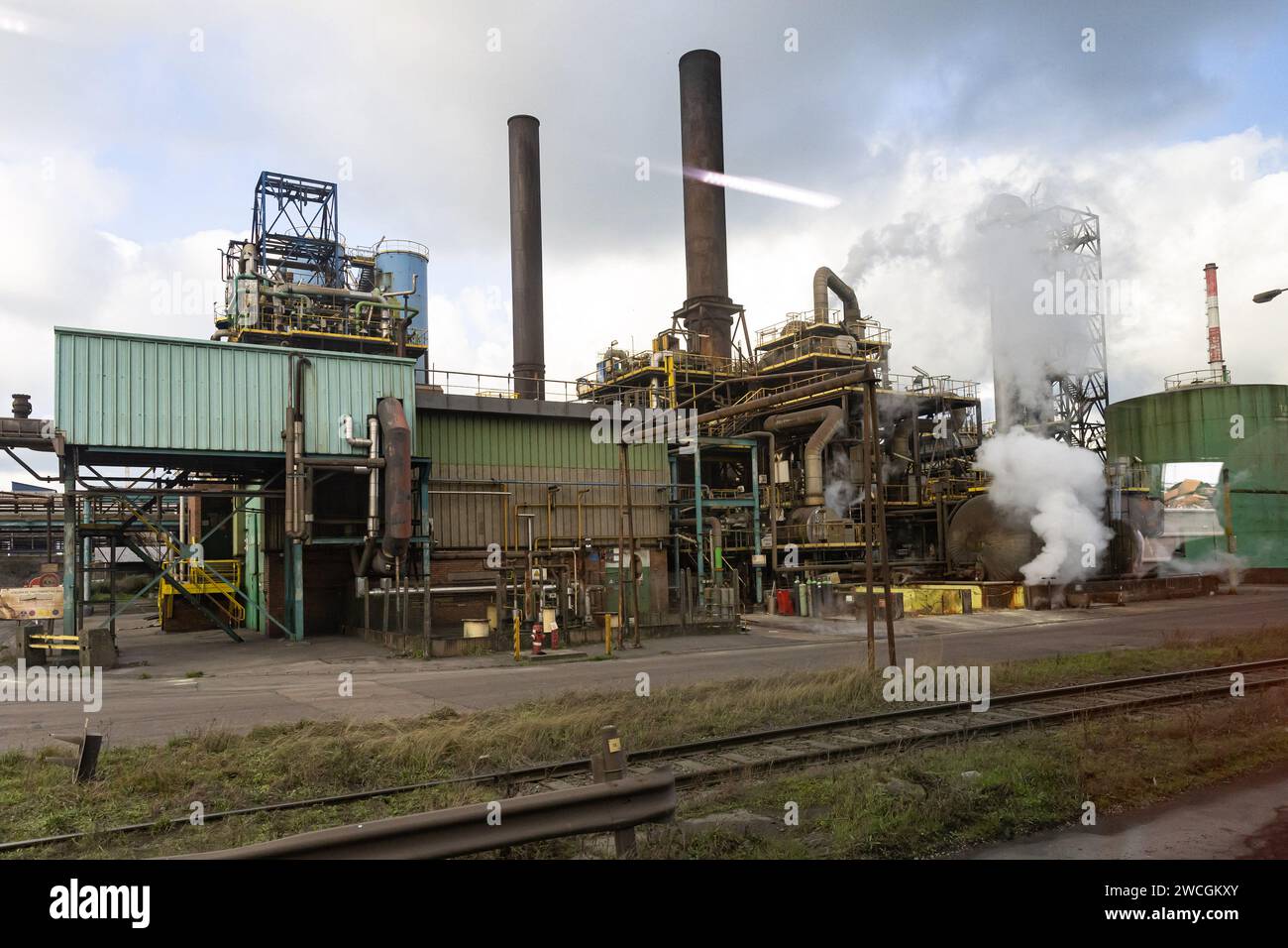 Illustration of ArcelorMittal steel works in Grande-Synthe near of ...
